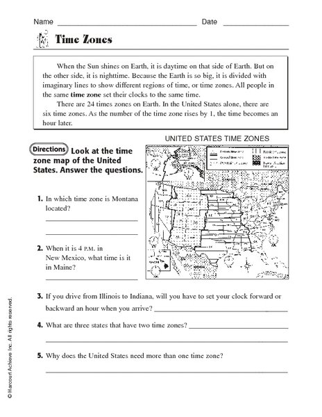 Time Zone Worksheets Pdf