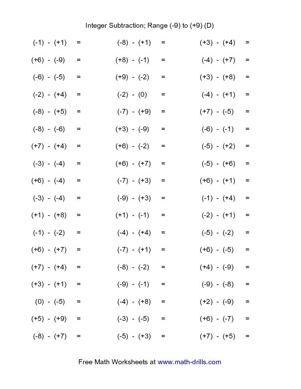 Grade 7 Math Adding Integers Worksheets 551295 | Free Worksheets Samples