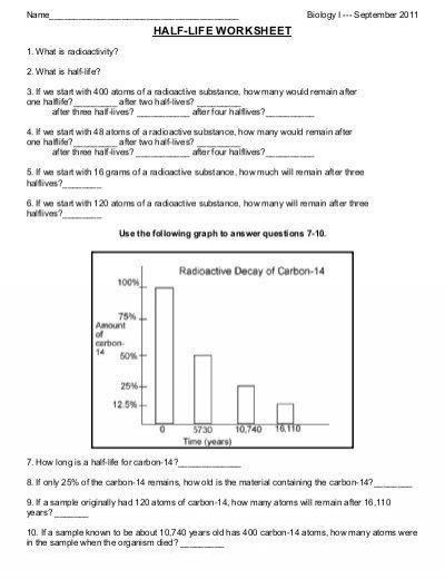 Half Life Worksheet With Answers 903647 | Free Worksheets Samples