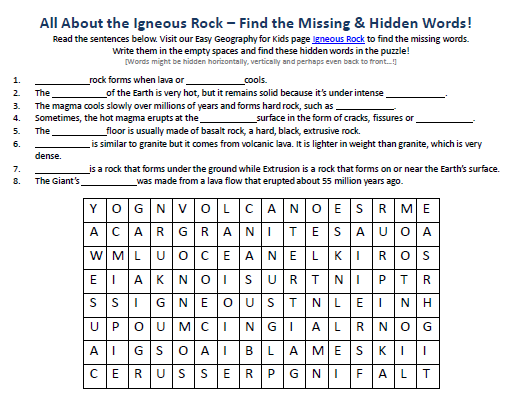 Image Of Igneous Rocks Worksheet | Free Worksheets Samples