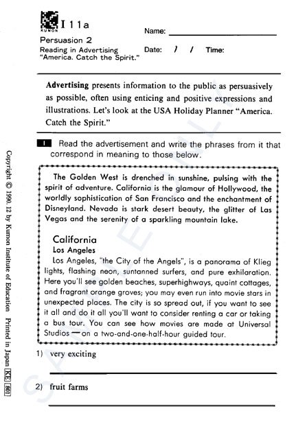 Kumon Reading Worksheets Online Free The Best Worksheets Image | Free ...