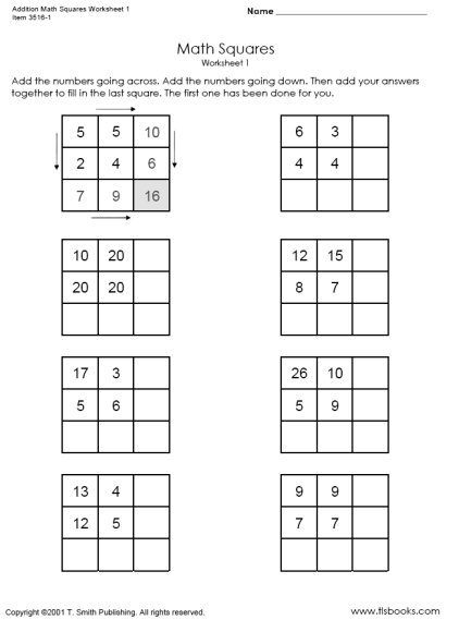 Magic Squares Worksheet Addition Math Squares Worksheets 1 And 2 | Free ...