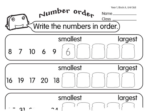 Ordering Numbers Worksheets Kindergarten