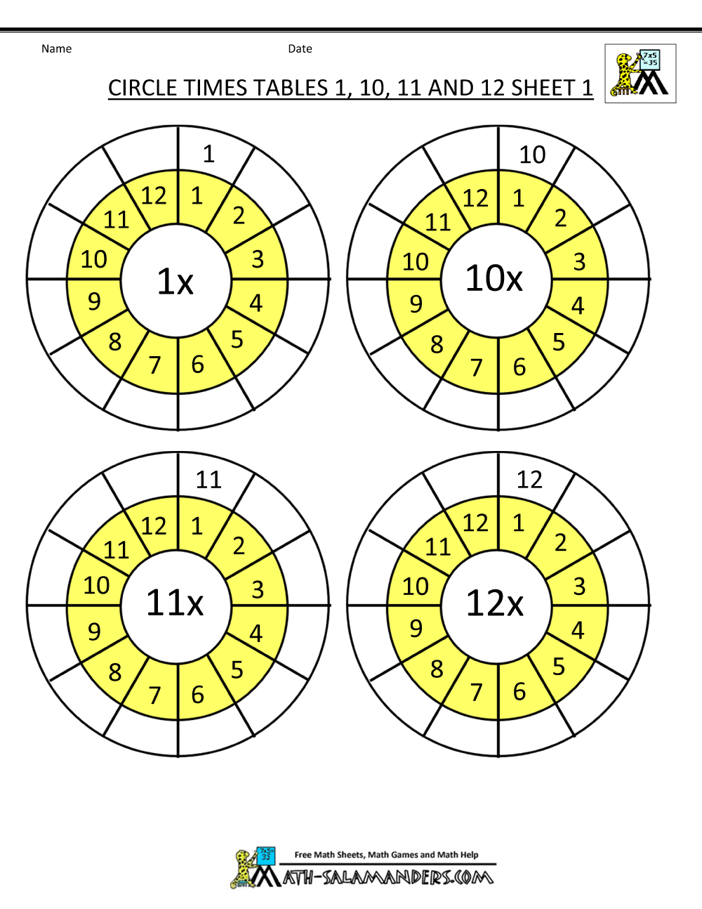 Printables Multiplying By 10 11 12 Surveillanceandeveryday | Free ...