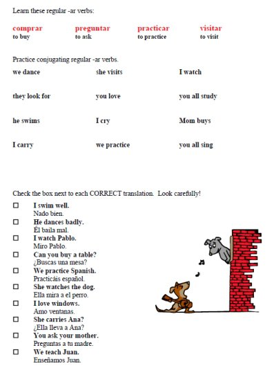 Spanish 1 Practice Worksheets