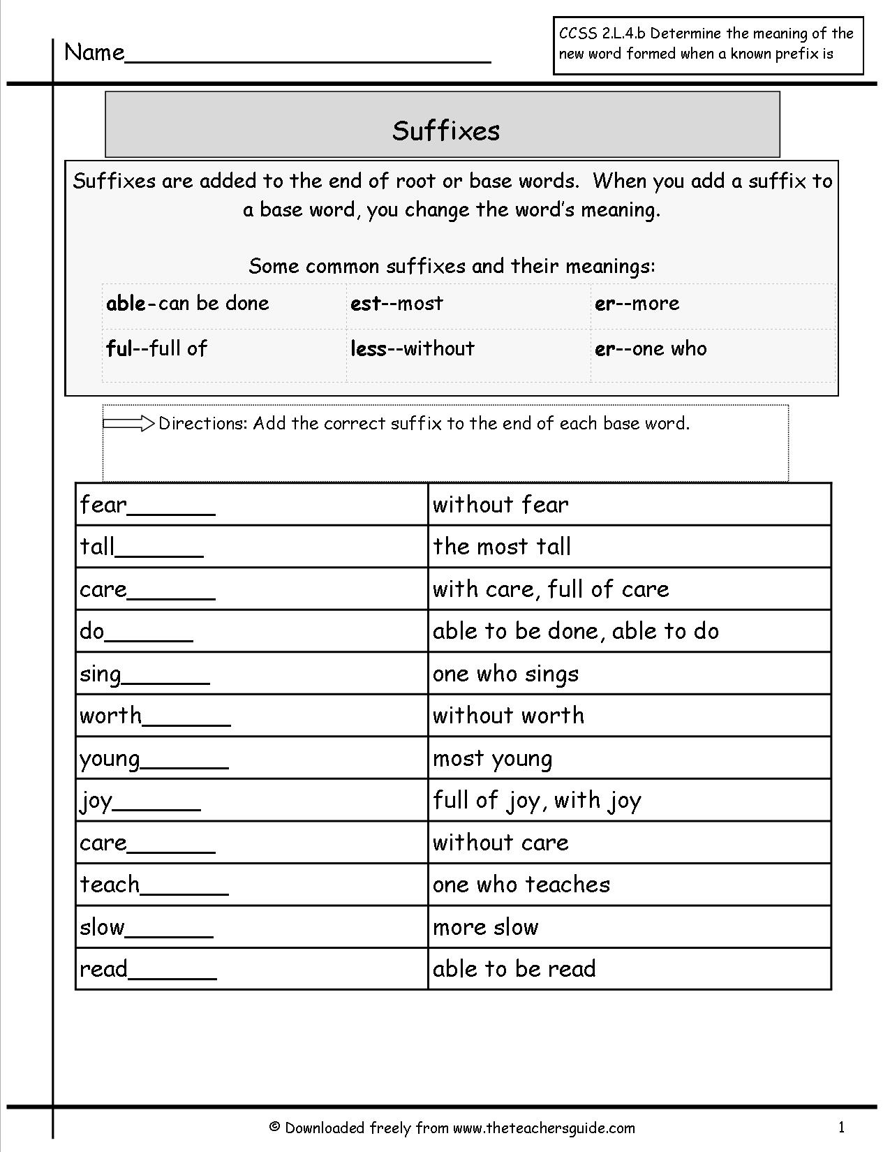 Prefixes And Suffixes Worksheets 3rd Grade
