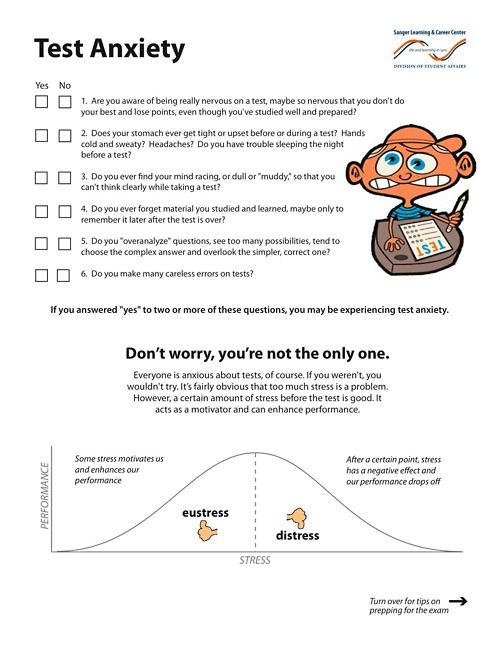 Test Anxiety Worksheets