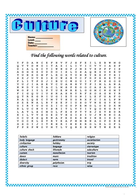 Worksheets On Culture