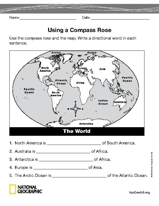 Cardinal Directions Worksheets 3rd Grade
