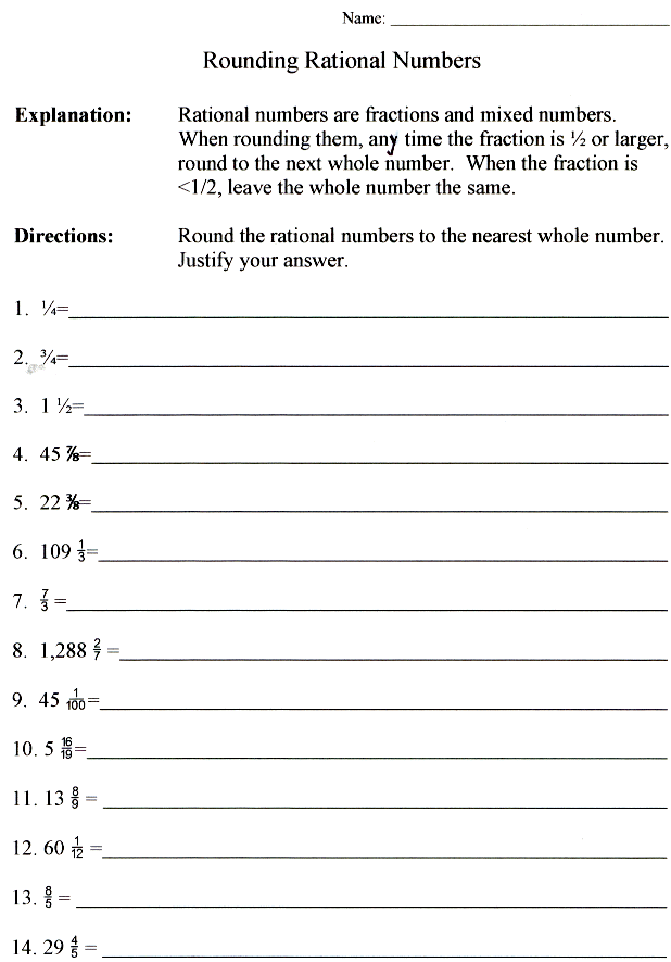 Worksheets On Rational Numbers