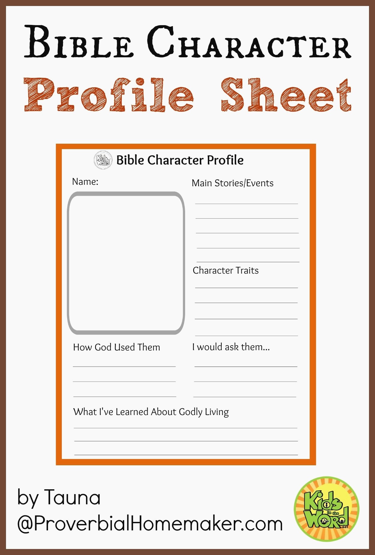Bible Timeline Worksheet Bible Character Profile Sheet | Free ...