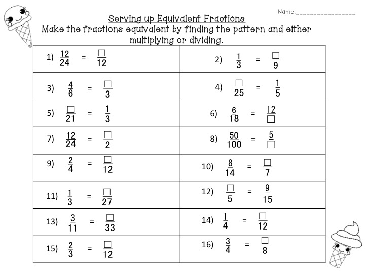 Collection Of 4th Grade Math Worksheets Equivalent Fractions | Free ...