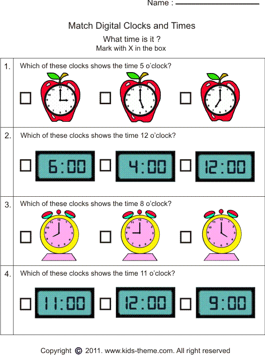 Collection Of Math Worksheets Digital Clocks | Free Worksheets Samples