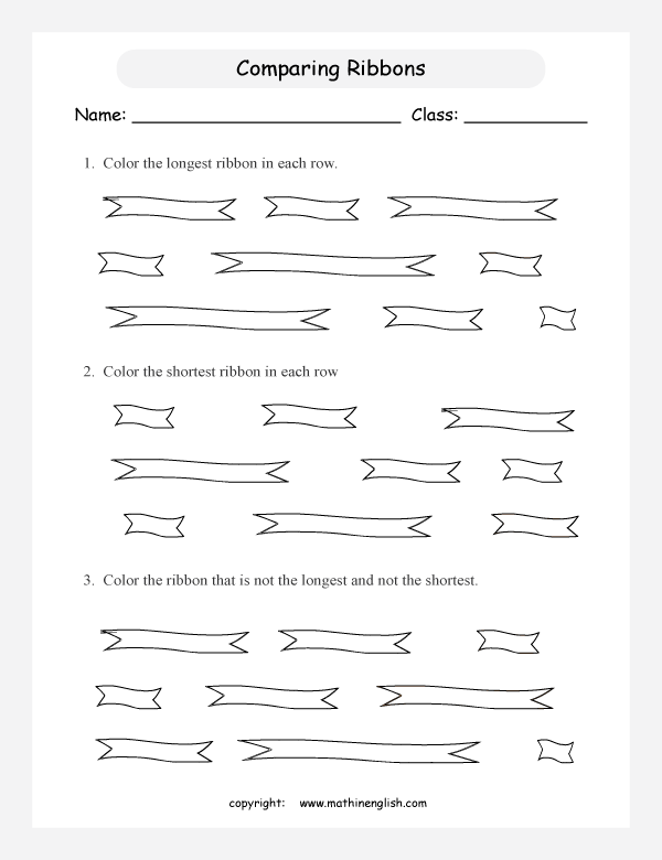 Longest Shortest Worksheets