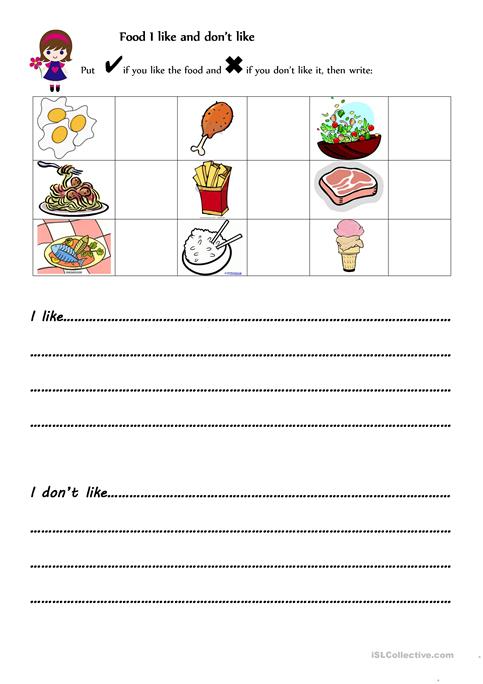 Food Like And Dislike Worksheets
