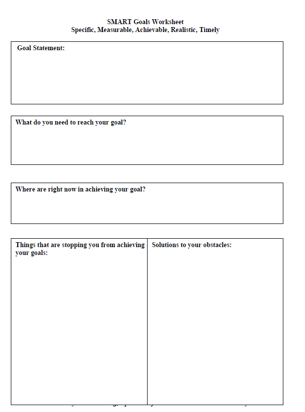 Career Goal Setting Worksheets