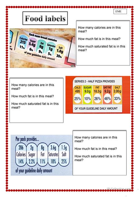 Healthy Eating Food Labels Worksheet | Free Worksheets Samples