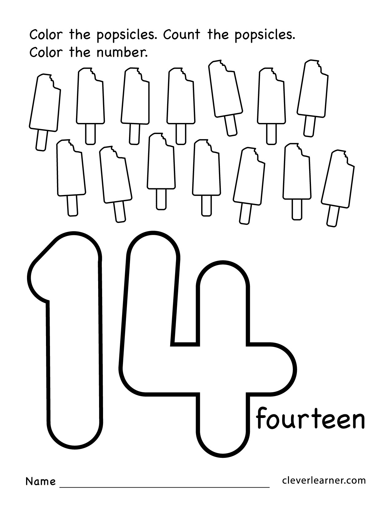 Number 14 Worksheets For Kindergarten