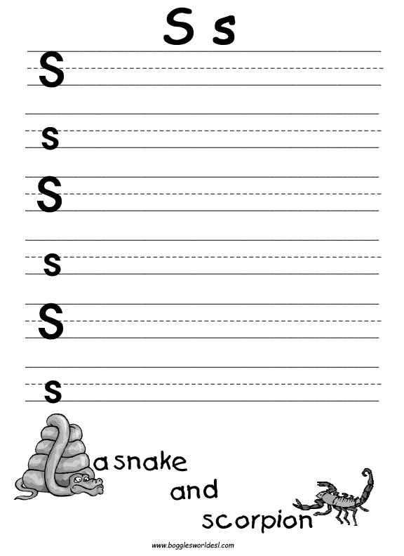 S Letter Worksheets