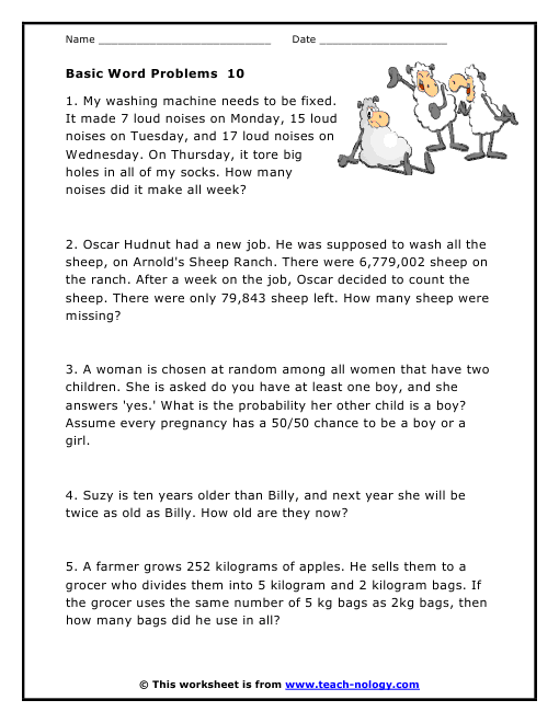 Math Word Problems Worksheets For Grade 7 1416757 | Free Worksheets Samples