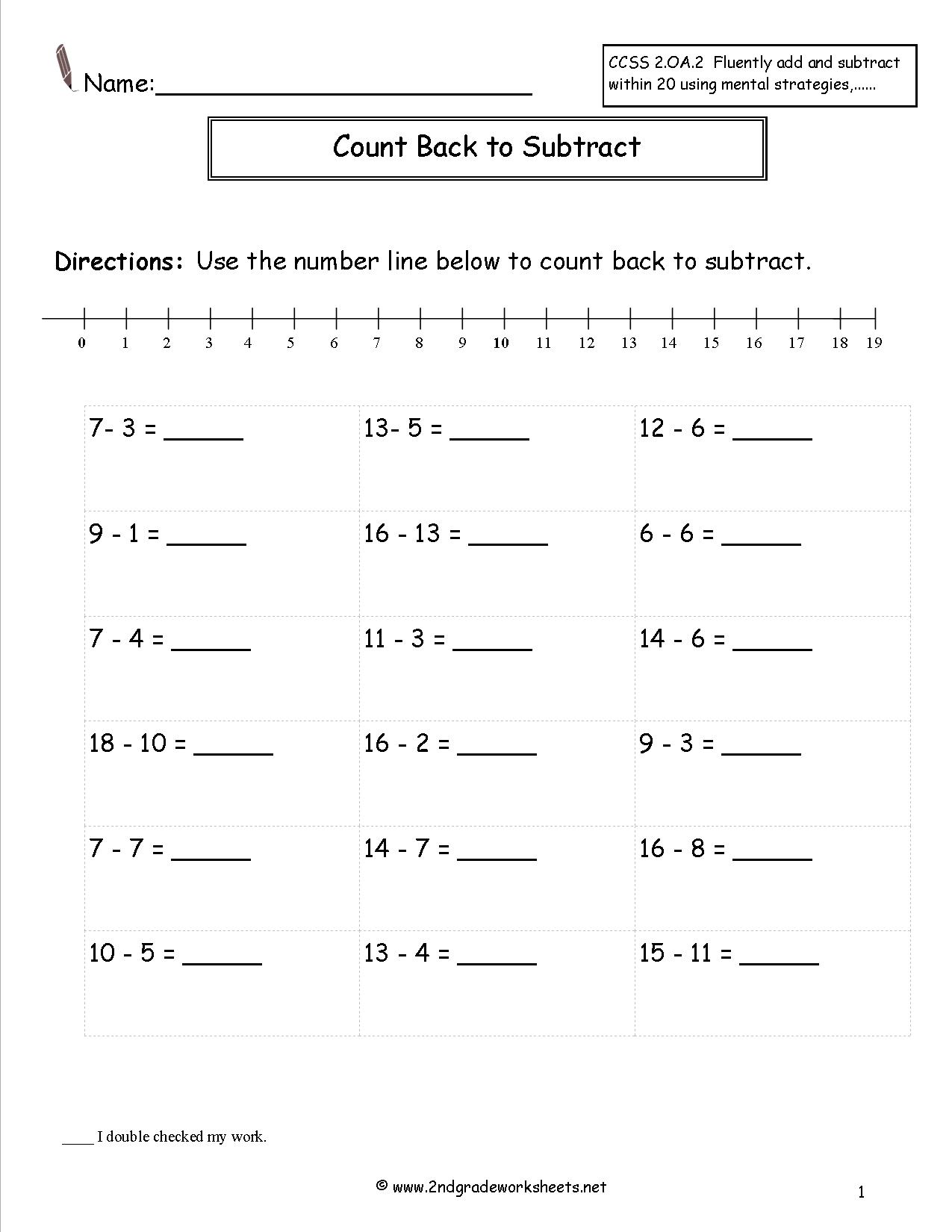 Subtraction Facts To 20 Worksheets