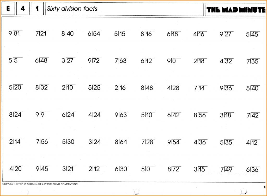 Multiplication And Division Mad Minute Worksheets 738127 | Free ...