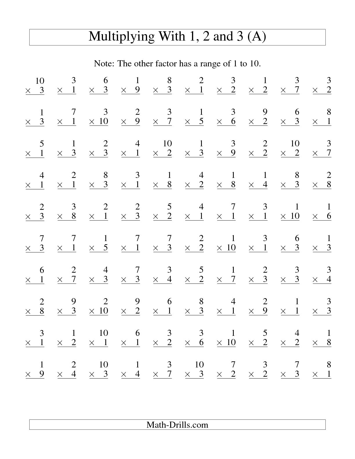 Multiplication Facts Worksheets 3s
