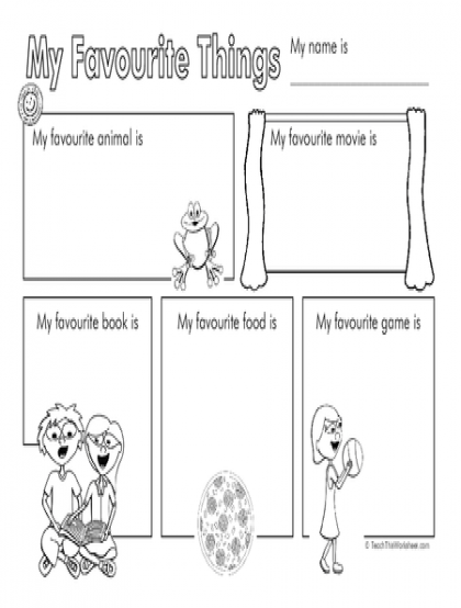 My Favorite Things Worksheets