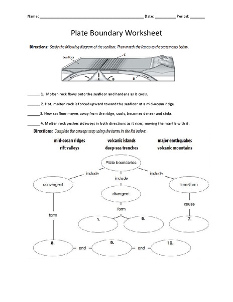 Plate Tectonic Boundaries Worksheets Answers