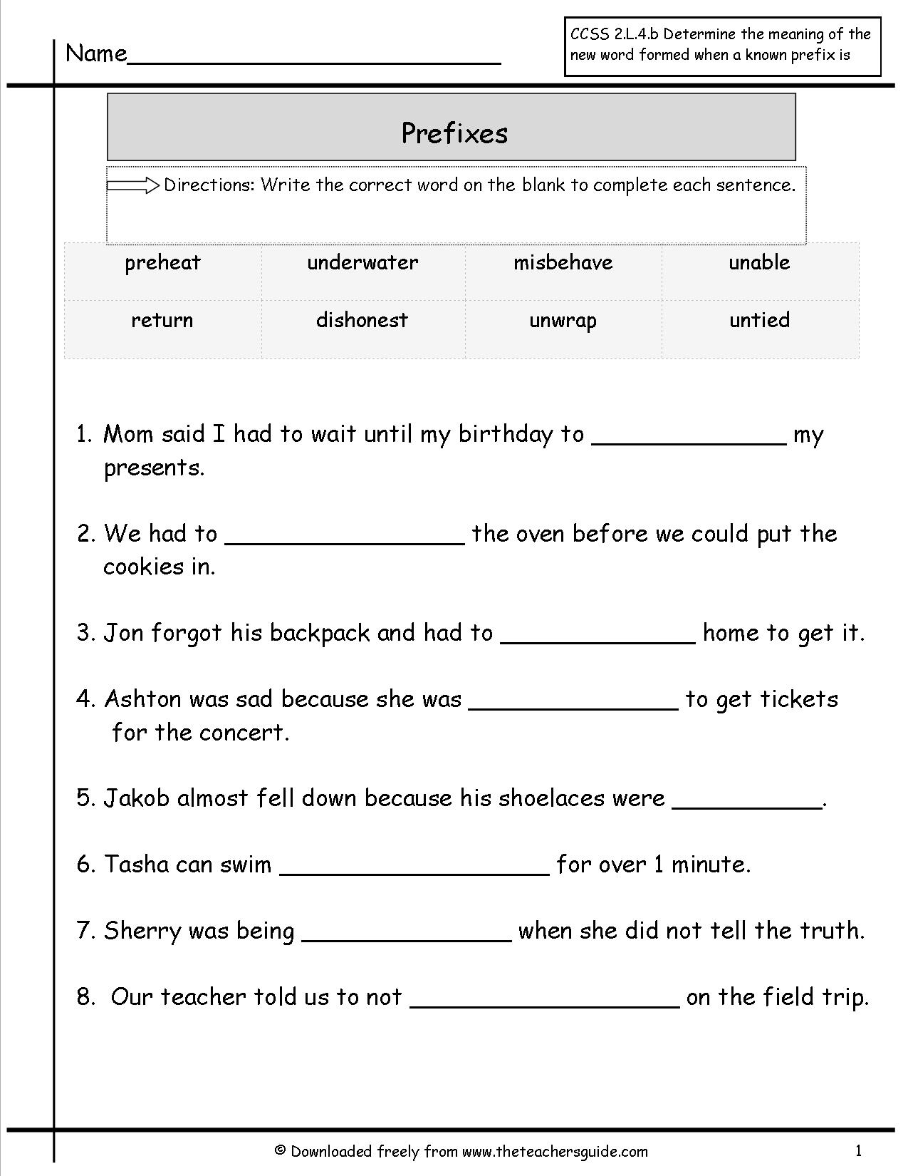 Prefixes Worksheet 3rd Grade 867534 | Free Worksheets Samples