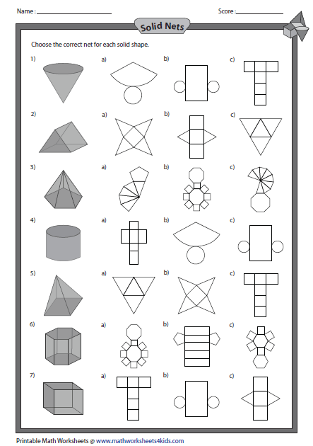 Geometry 3D Shapes Worksheets