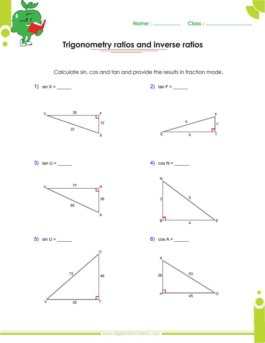 Trig Ratio Word Problems Worksheets The Best Worksheets Image | Free ...