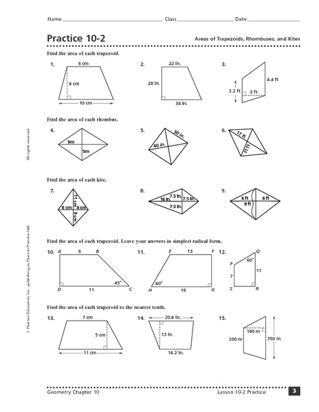 Trapezoids And Kites Worksheets