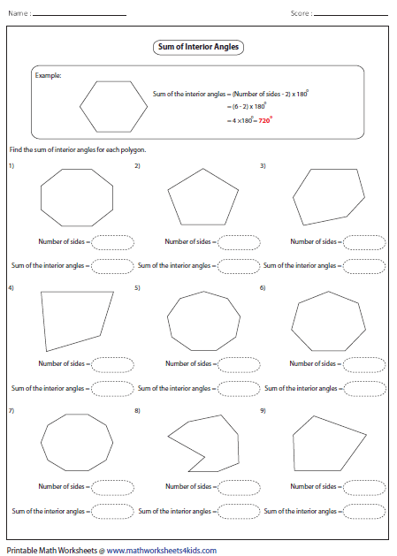 Worksheets Interior Angles Of A Polygon Worksheet, Polygon | Free ...
