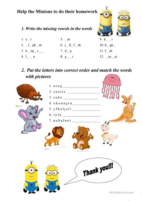 Animals Exercises Worksheets