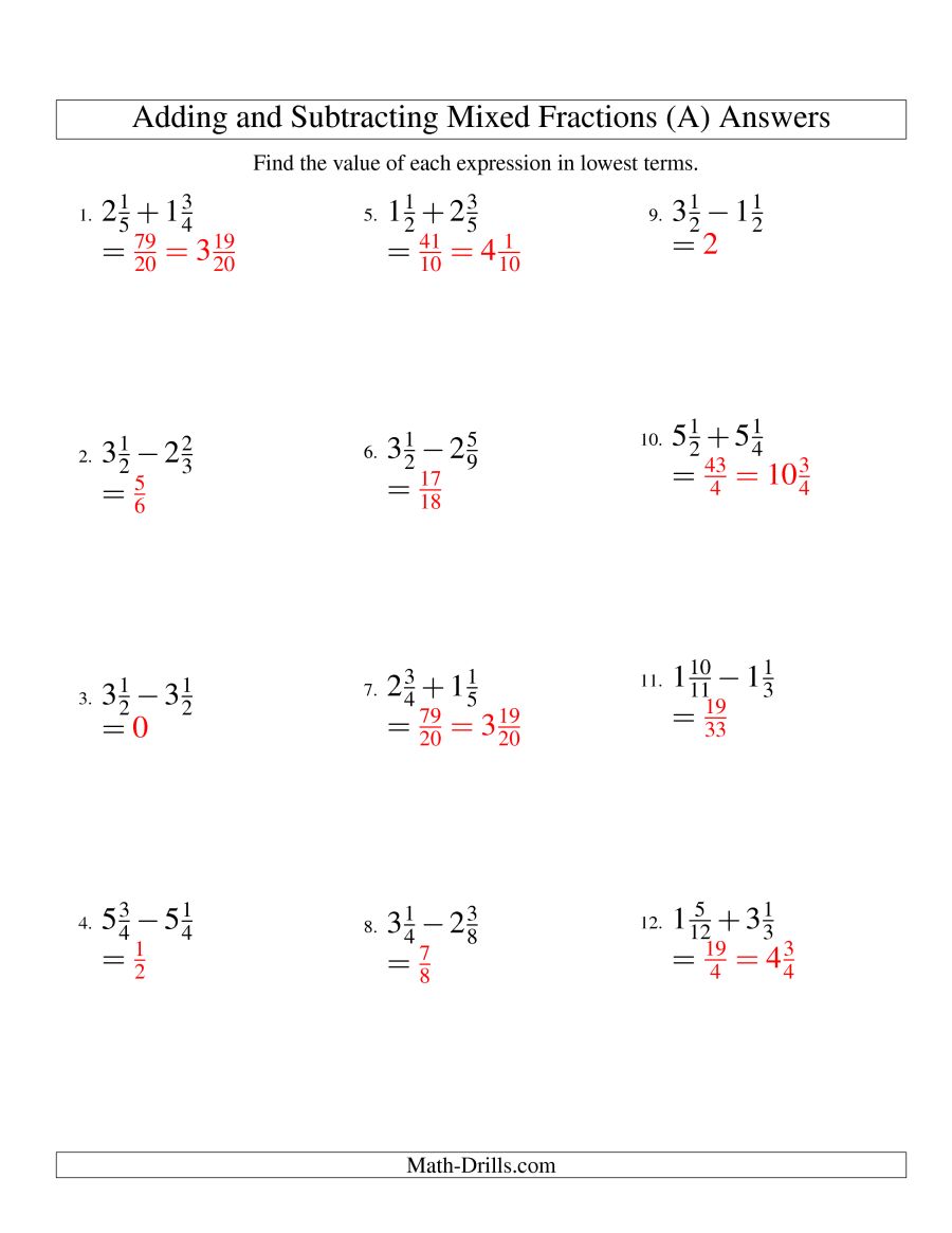 Adding Subtracting Mixed Fractions Worksheets adding-subtracting-mixed-fractions-worksheets