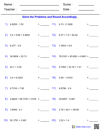 Significant Figures Worksheets