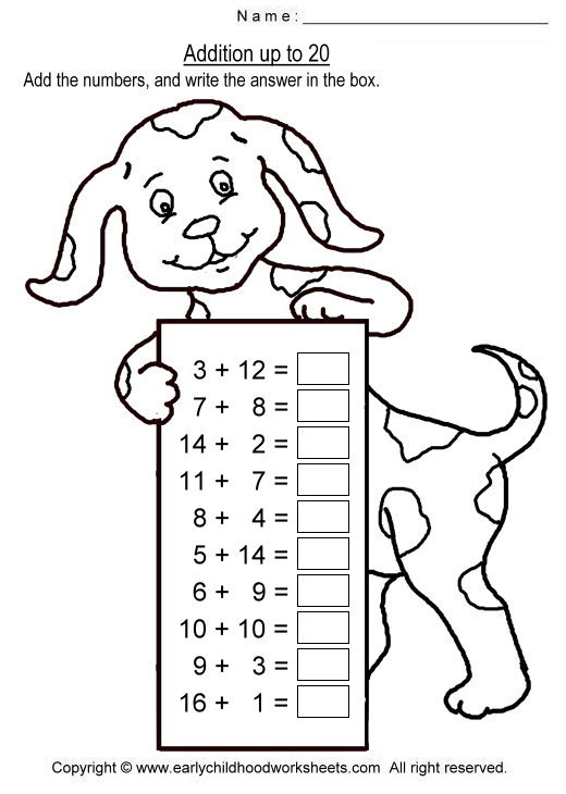 Adding Within 20 Worksheets