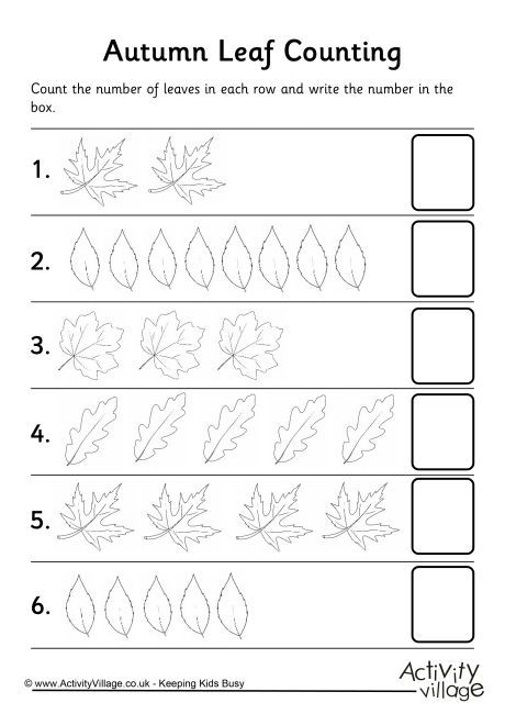 Autumn Counting Worksheets