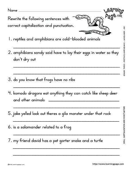 2nd Grade Capitalization Worksheets