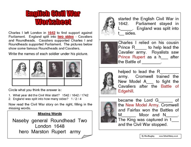 5th Grade Civil War Worksheets