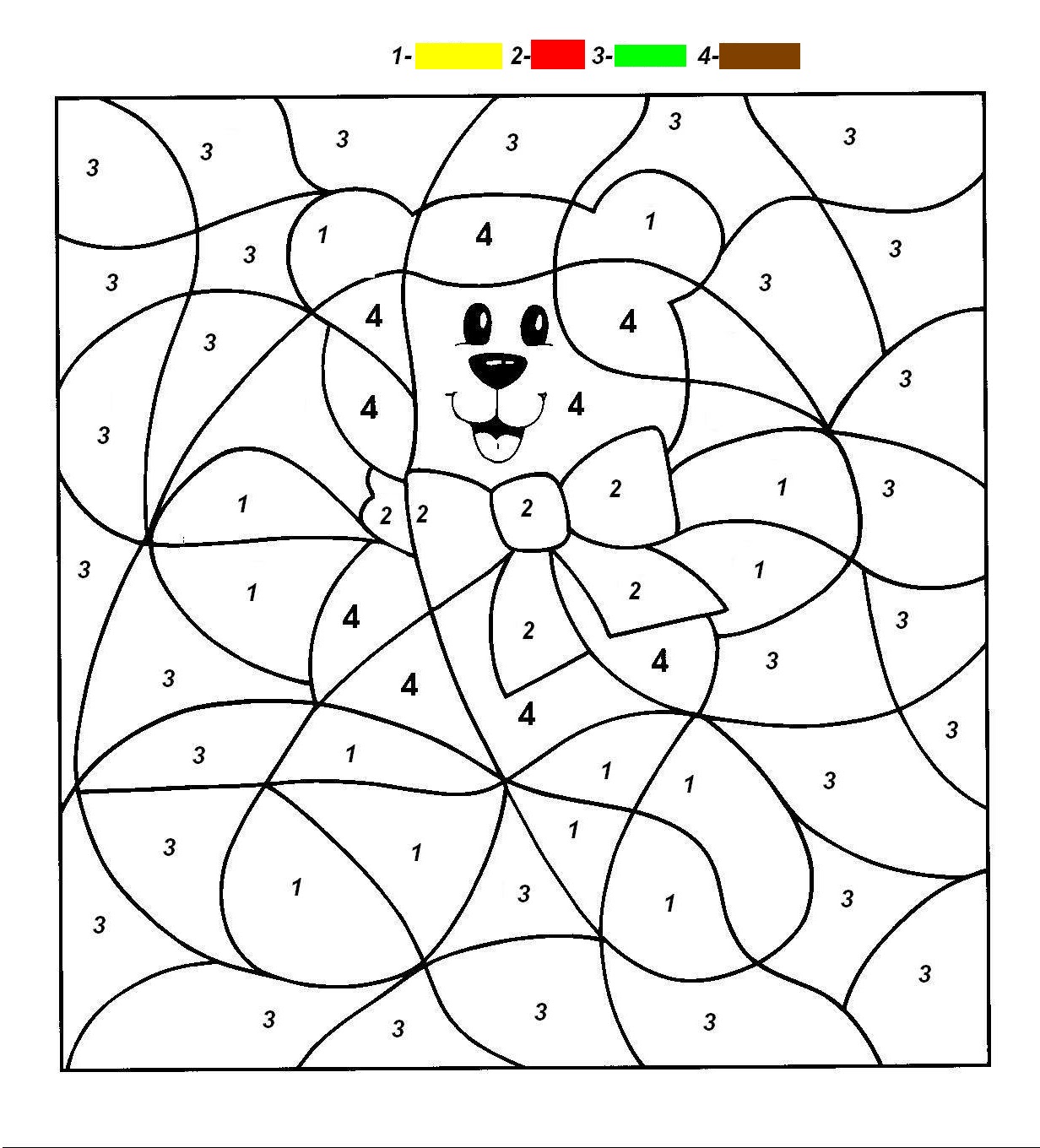 Coloring Worksheets Esl Bear+number | Free Worksheets Samples