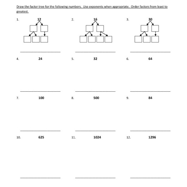 Worksheets Prime Factorization