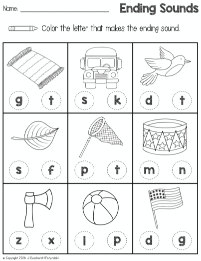Ending Sounds Worksheets