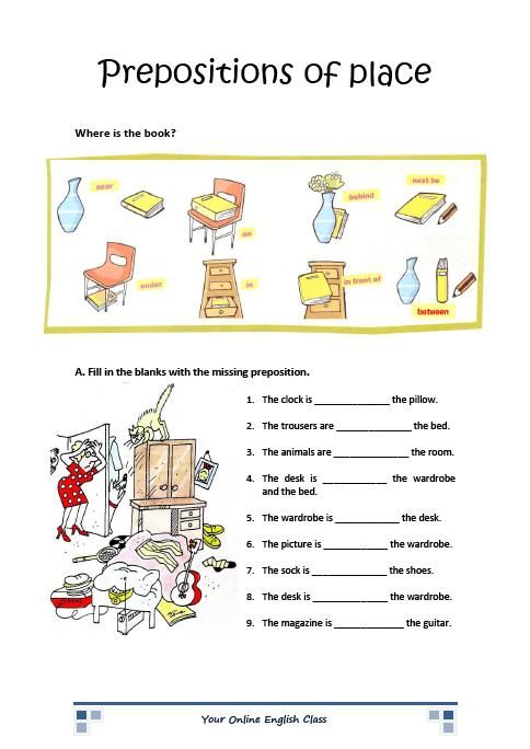 English Grammar Prepositions Of Place Worksheets For Kids (esl Ell ...