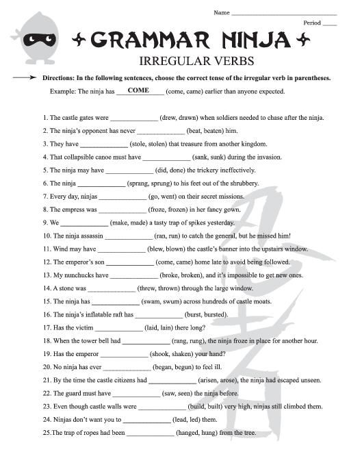 Irregular Verbs Worksheets For 3rd Grade Irregular Verb, Grammar | Free ...
