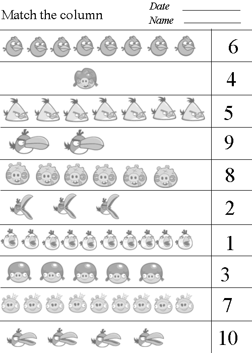 Count And Match Worksheets For Kindergarten