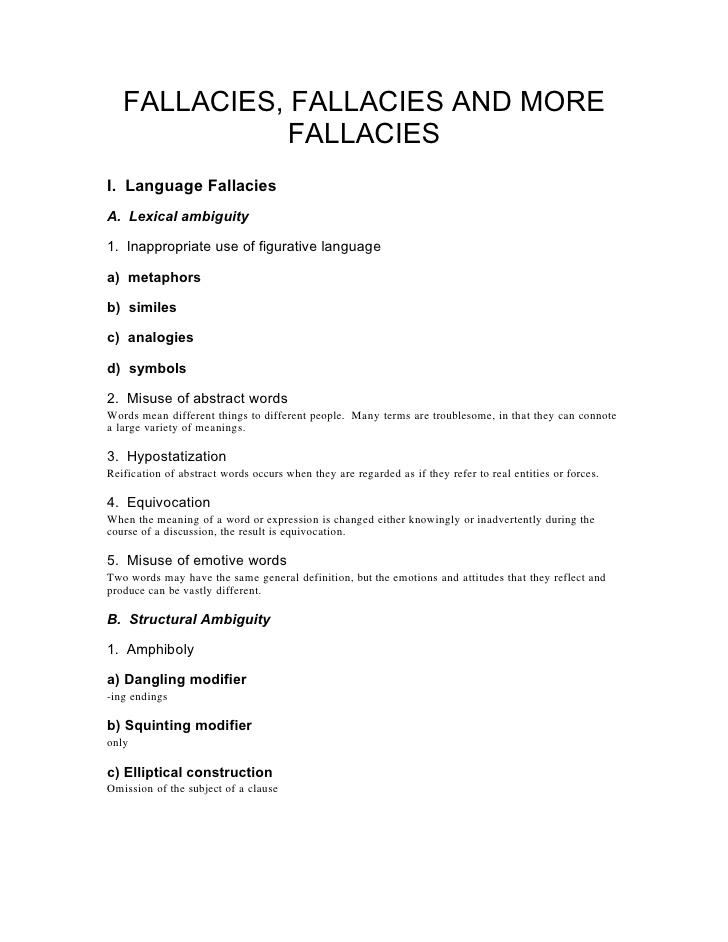 Logical Fallacies Worksheet 1885688 | Free Worksheets Samples