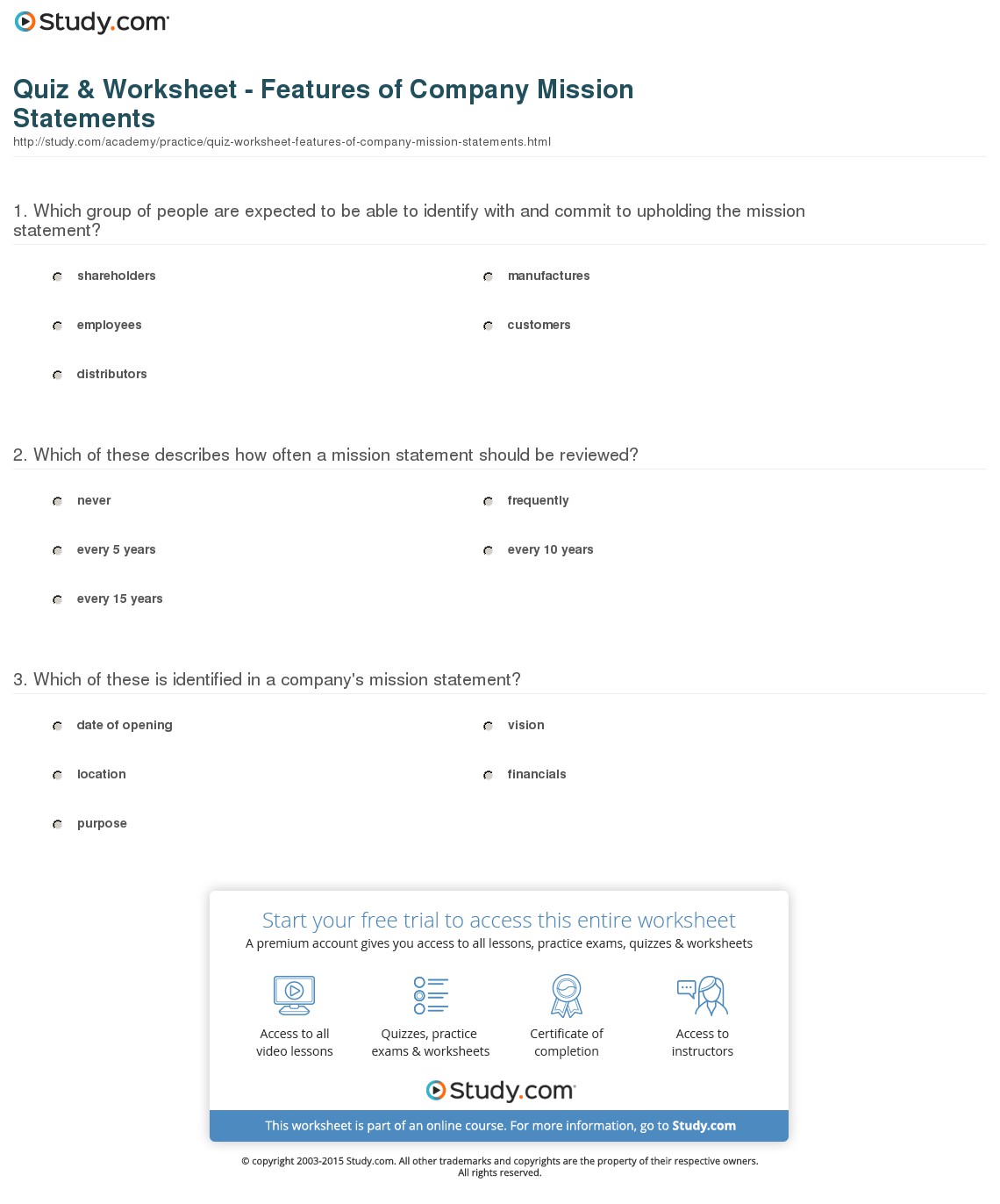 Personal Mission Statement Worksheet Wwwgalleryhipcom, Personal | Free ...