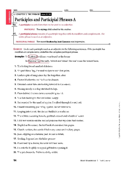 Verb Phrases Worksheets 7th Grade | Free Worksheets Samples